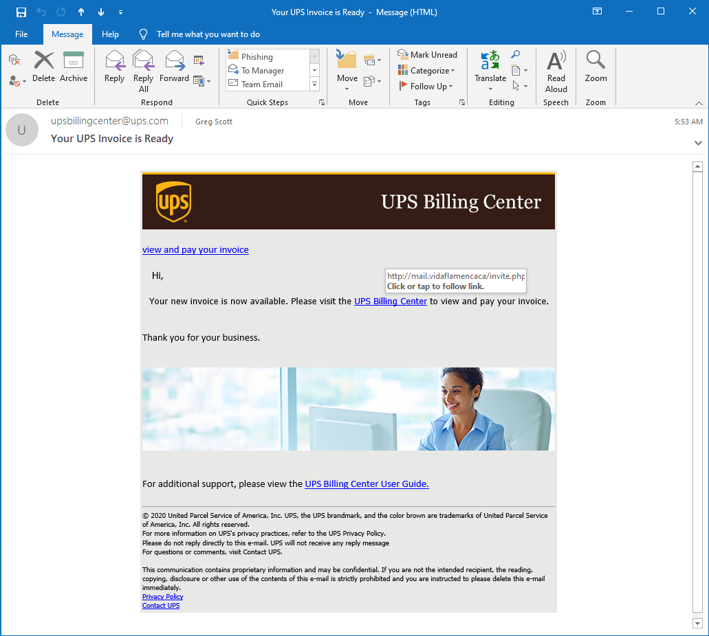 Phishing: Your UPS Invoice is Ready - www.dgregscott.com