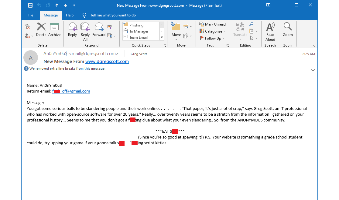 Nasty Letter from an Anonymous Knucklehead - www.dgregscott.com
